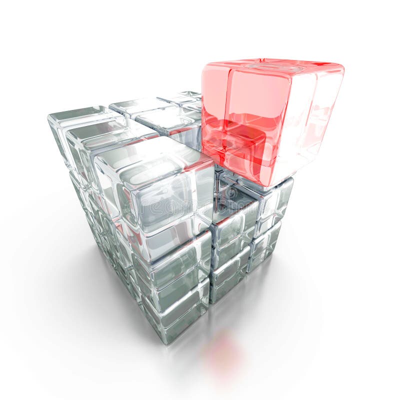 Different Red Glass Cube Out from Group Stock Photo - Image of concept ...