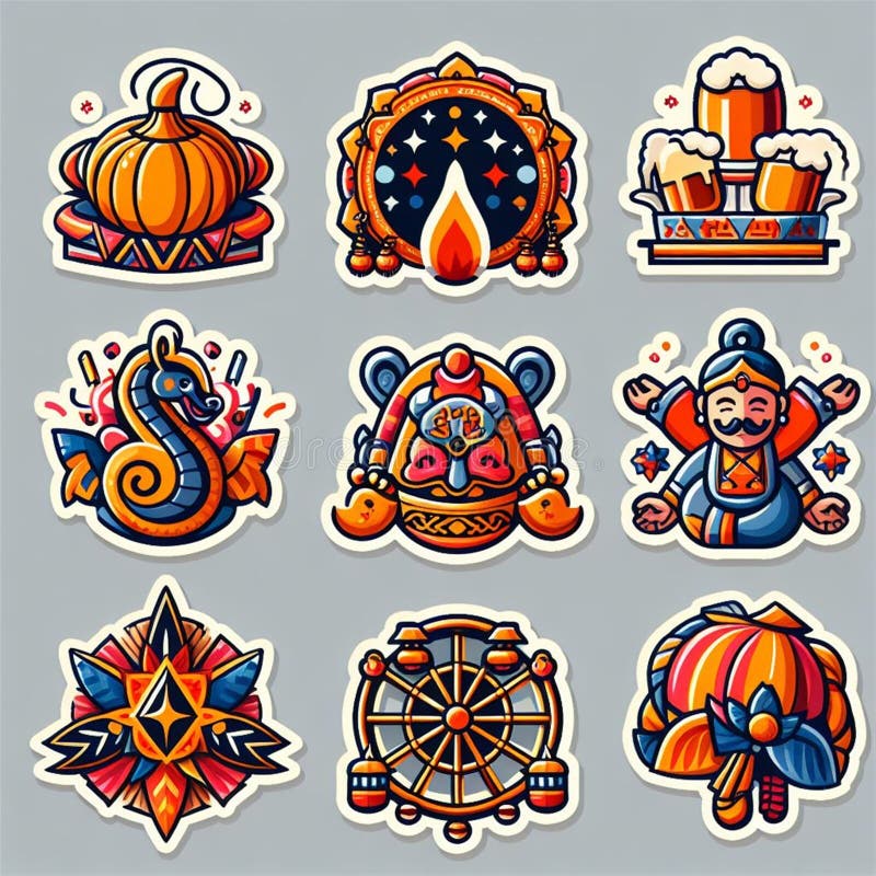 Different Religion Festivals Stickers Stock Illustration - Illustration ...