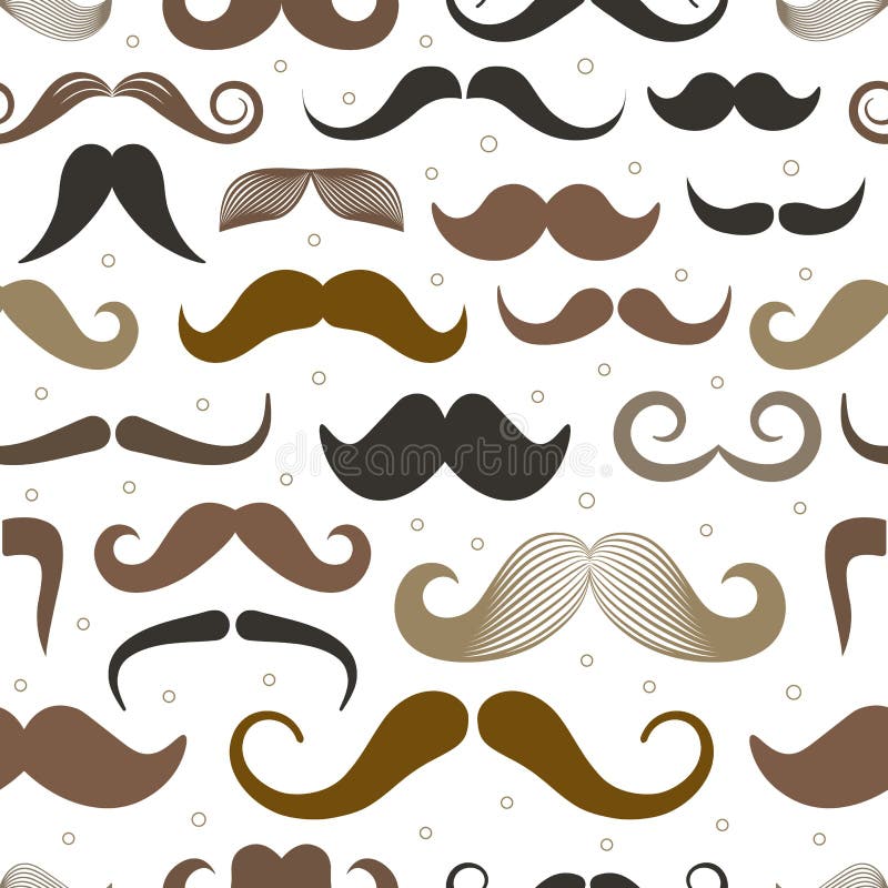 Different Retro Style Moustache Seamless Pattern Stock Vector ...
