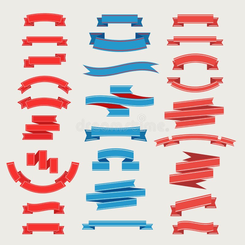 Different Retro Style Ribbons Set Stock Vector - Illustration of ...