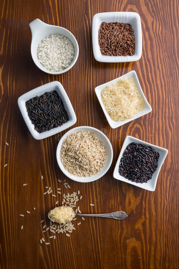 Different rice varieties. stock image. Image of parboiled - 77637251