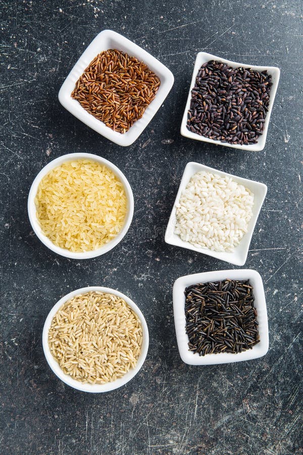 Different rice varieties. stock photo. Image of organic - 77473978