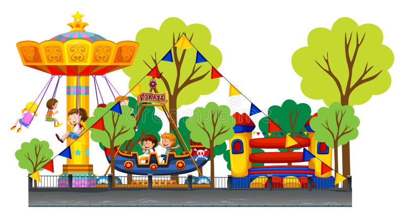 Different Rides at the Carnival Stock Vector - Illustration of park ...