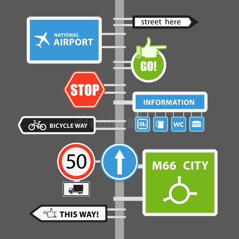 Different road signs stock vector. Illustration of information - 26754293