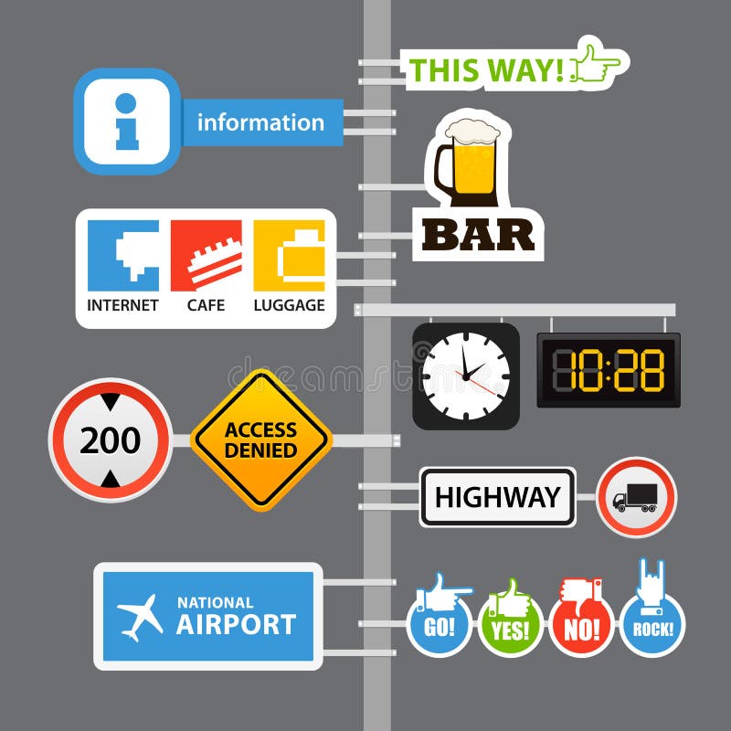 Different road signs stock vector. Illustration of graphic - 27115165
