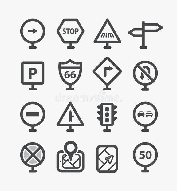 Different Road Signs Set with Rounded Corners Stock Vector ...