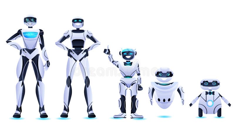 Different Robots Standing Together Modern Robotic Characters Team ...