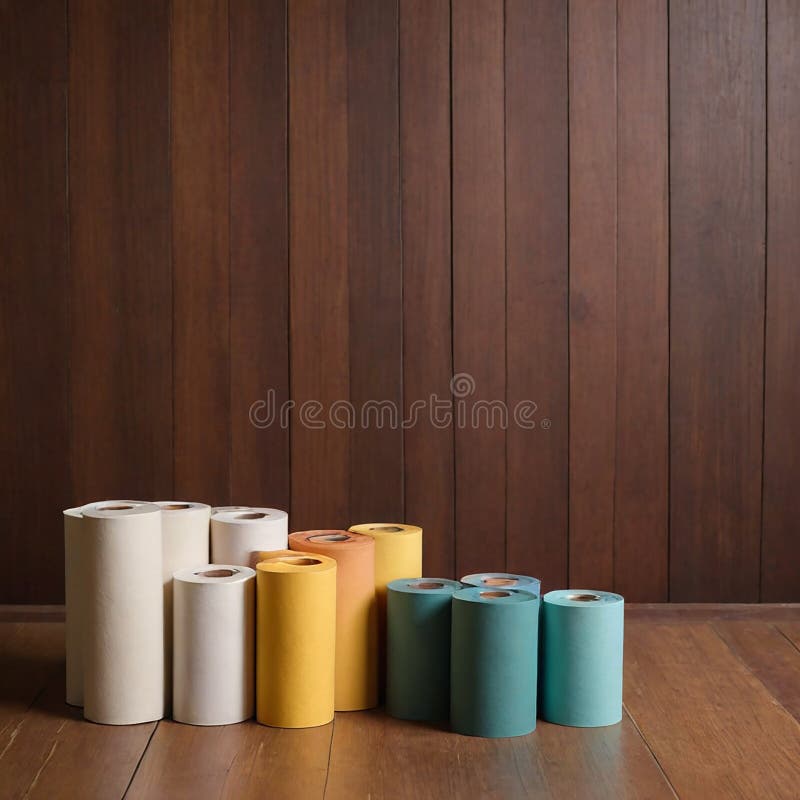 Different Rolls of Natural Color Leather on Rack in Workshop. Materials ...
