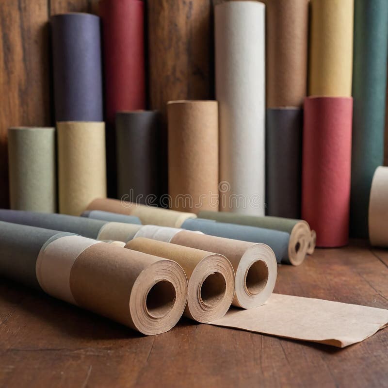 Different Rolls of Natural Color Leather on Rack in Workshop. Materials ...