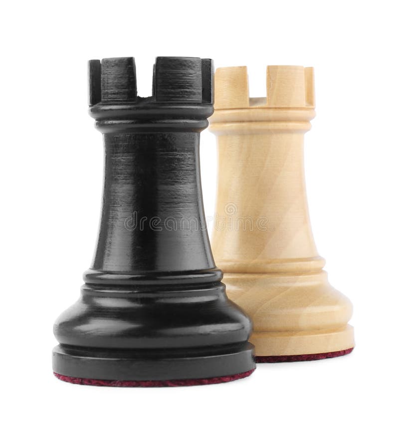 Different Rooks on White Background. Chess Pieces Stock Image - Image ...