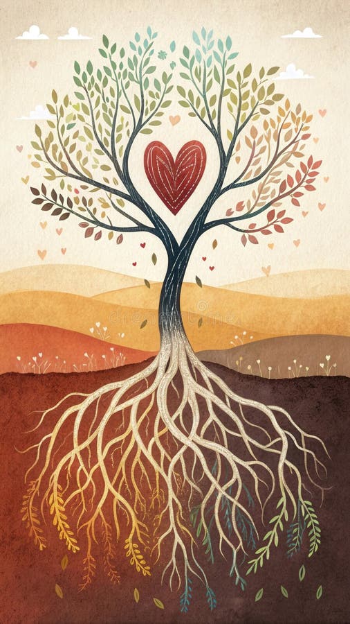Different Roots Create a Vibrant Tree Symbolizing Love and Connection ...