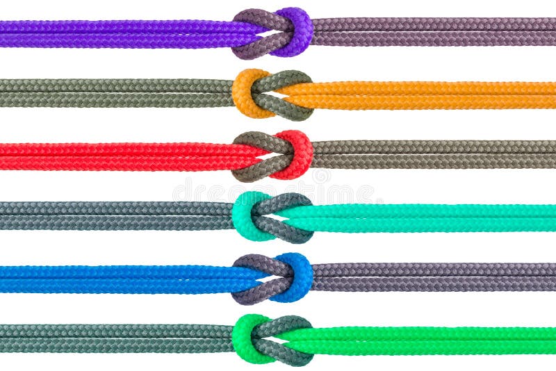 Different Ropes Tied Together with Knot Stock Photo - Image of cords ...