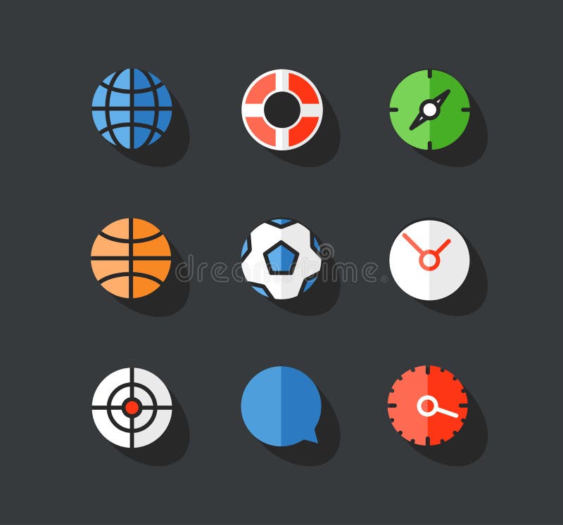 Different Round Web Icons Collection Stock Illustration - Illustration ...
