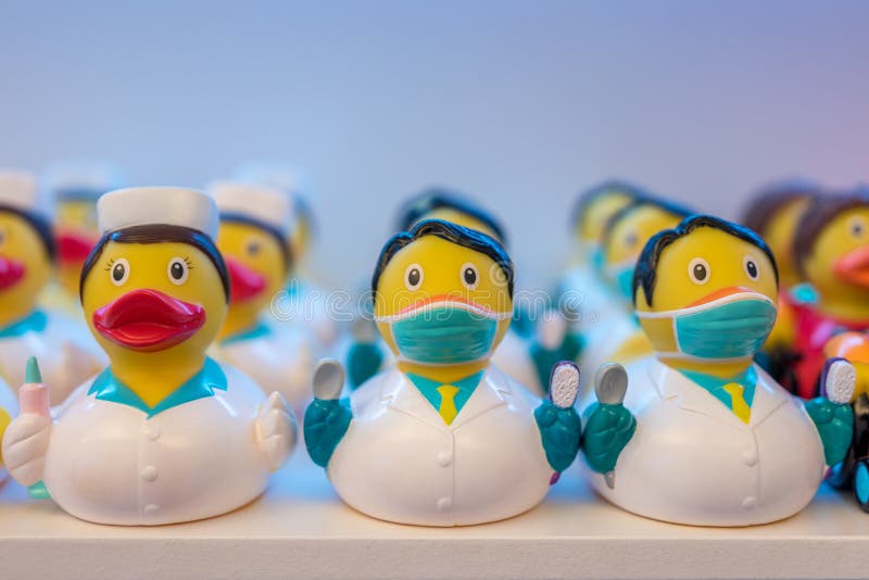 Different Rubber Ducks on the Shelf in the Store Stock Photo - Image of ...