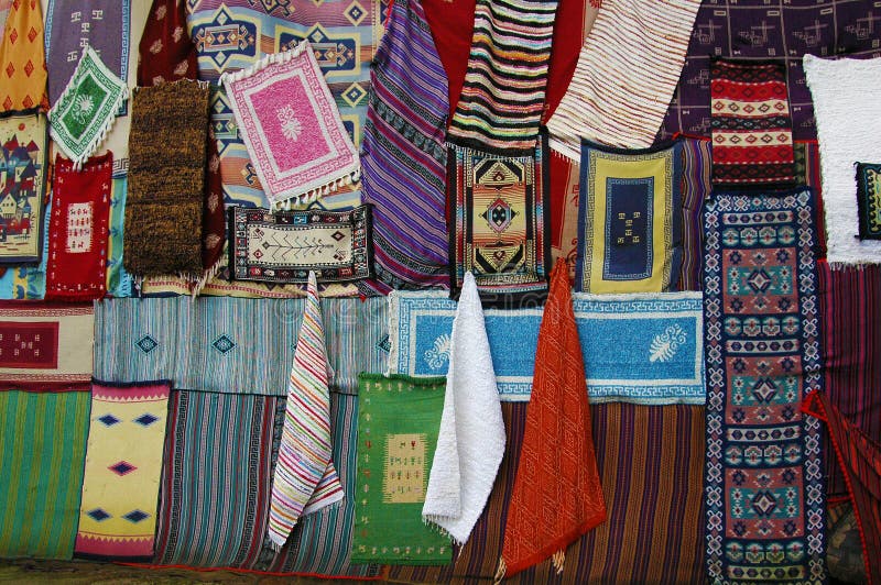 Different Rug in the Balkan Shop Stock Image - Image of blue, orange ...