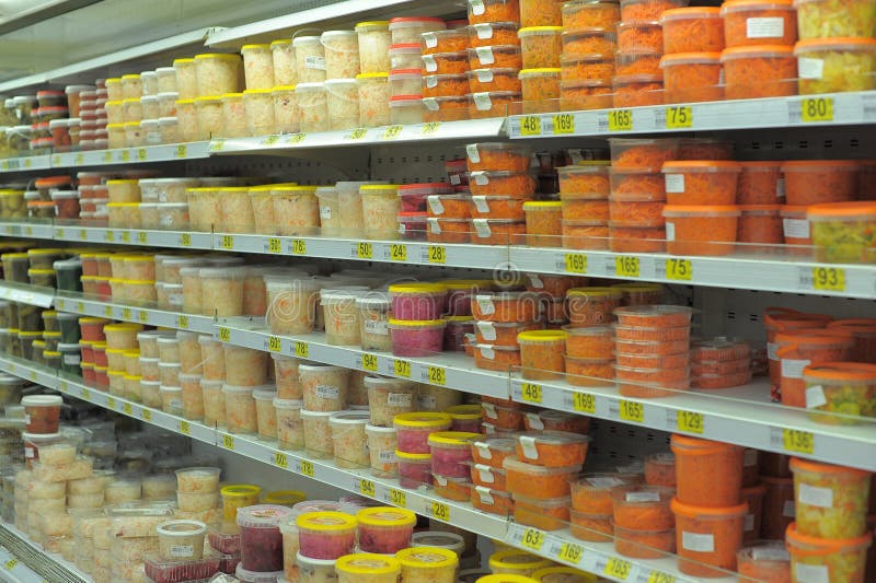 Different Salads in Plastic Containers Editorial Photography - Image of ...