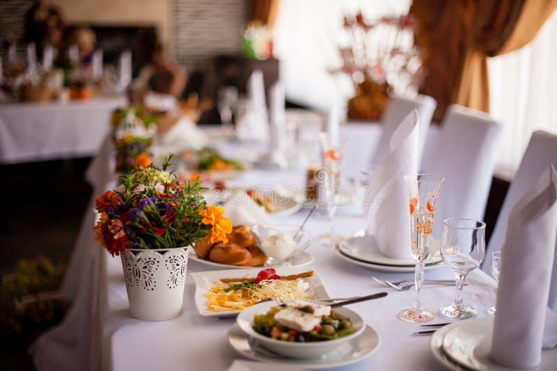 Different Salads Served at the Celebratory Table. Stock Image - Image ...