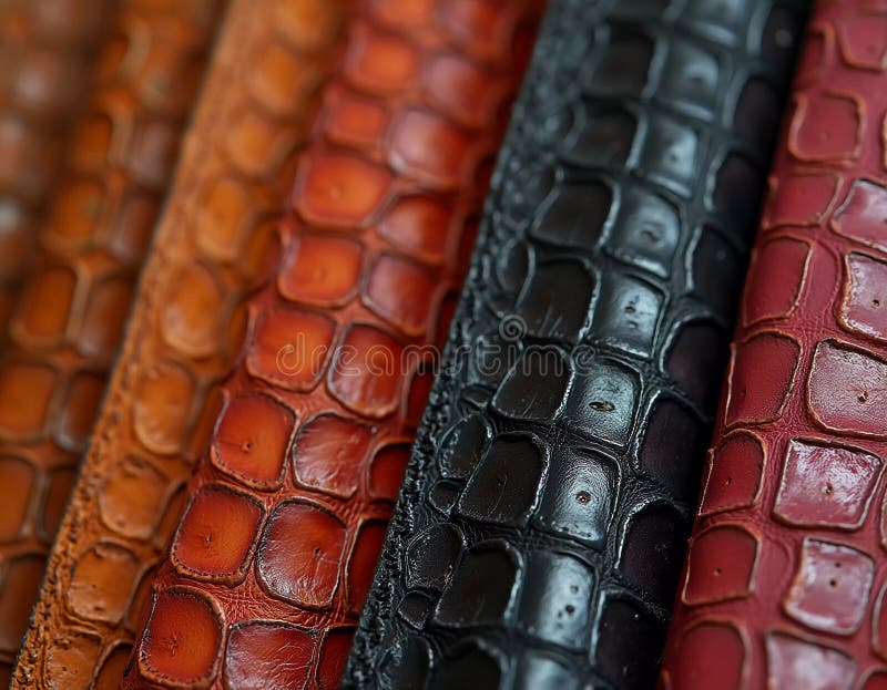Different Samples of Genuine Crocodile Leather are Arranged in Vibrant ...