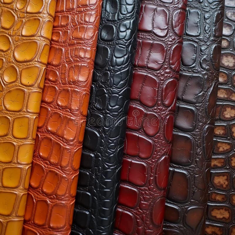 Different Samples of Genuine Crocodile Leather are Arranged in Vibrant ...