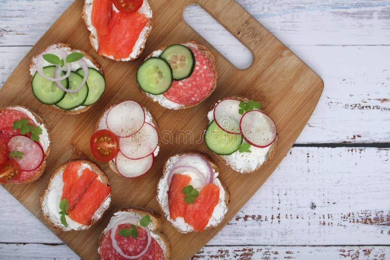 Top View on Different Sandwiches, Flat Lay Stock Photo - Image of ...