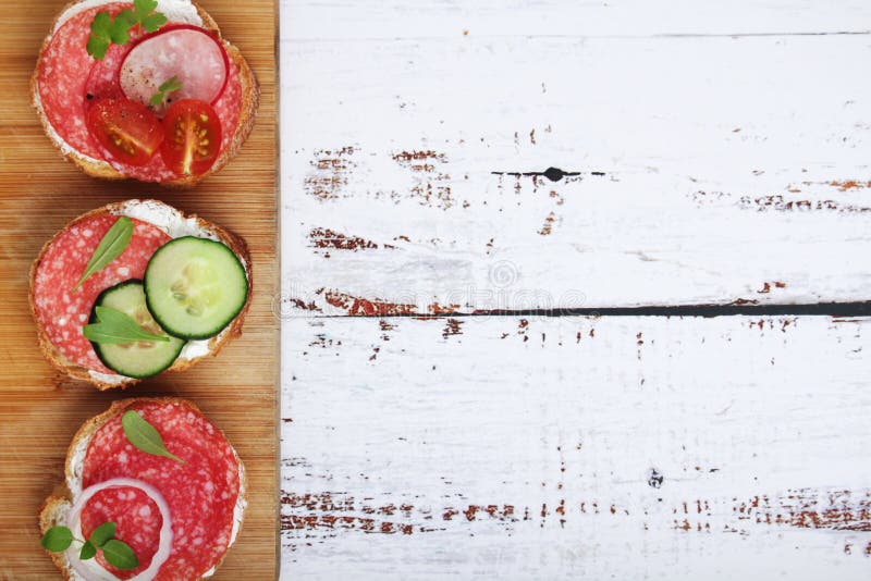 Top View on Different Sandwiches, Flat Lay Stock Image - Image of ...