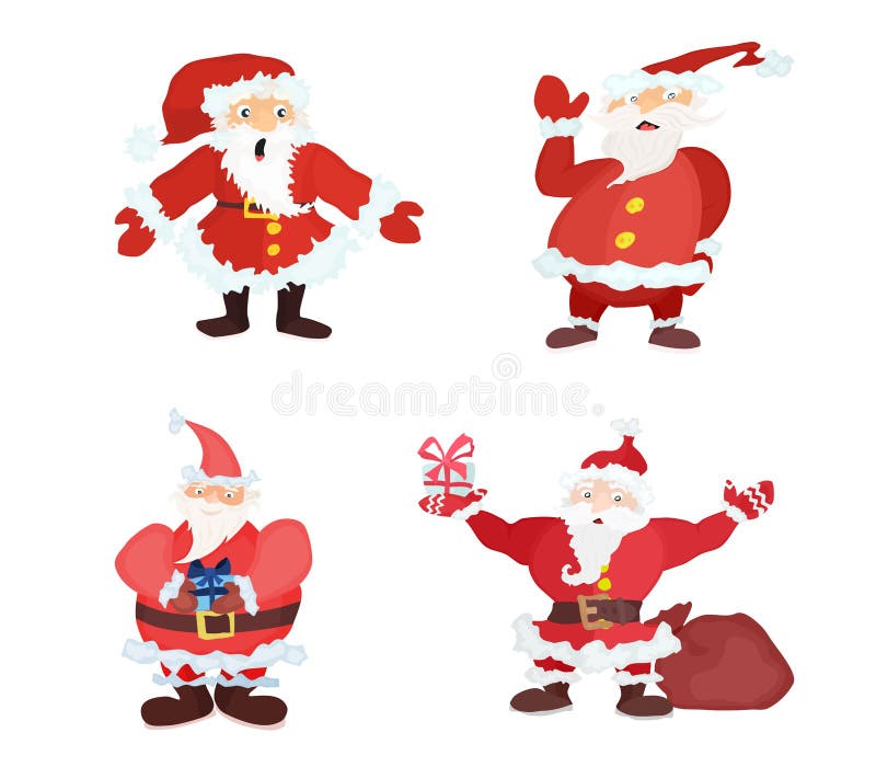 Different Santa Claus Four Pieces.new Characters Stock Vector ...