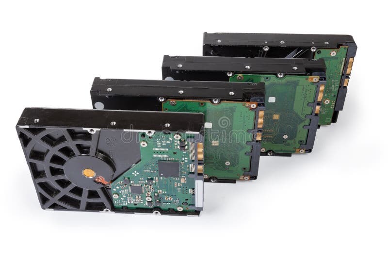 Different SATA Hard Disk Drives on a White Background Stock Image ...