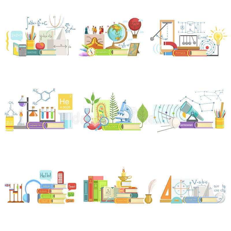 Different Sciences Related Objects Composition Stock Vector ...