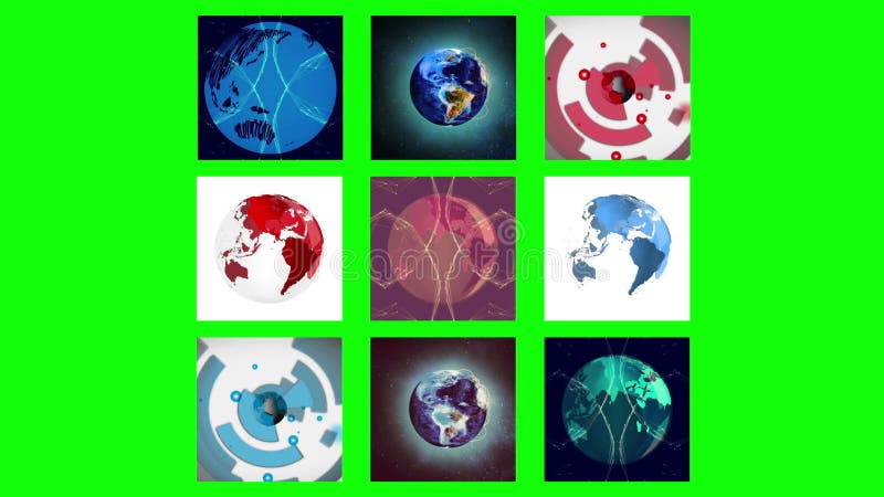 Different Screens Showing Global Graphics Stock Video - Video of green ...