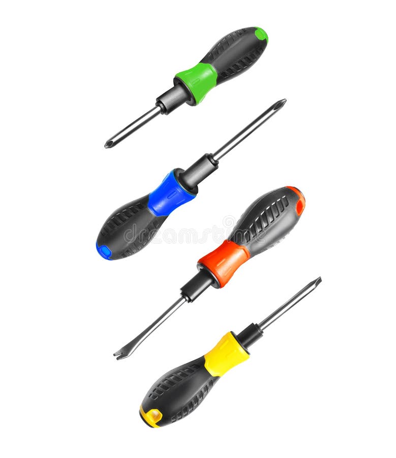 Different Screwdrivers Close-up on a White Background Stock Photo ...