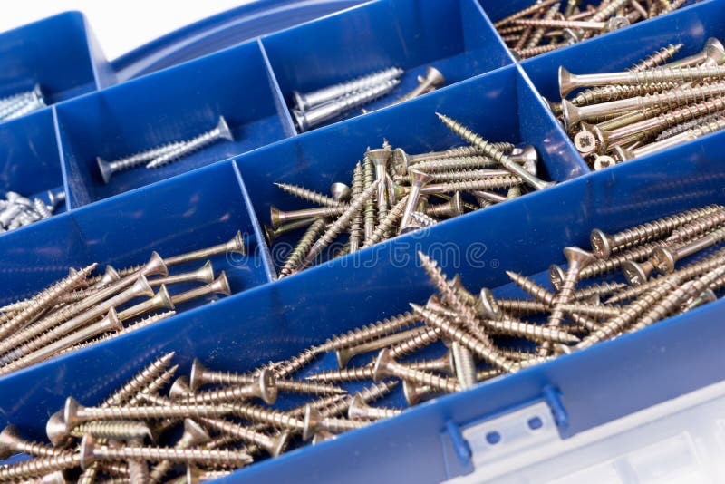Different Screws and Other Parts Sorted in a Box Stock Image - Image of ...