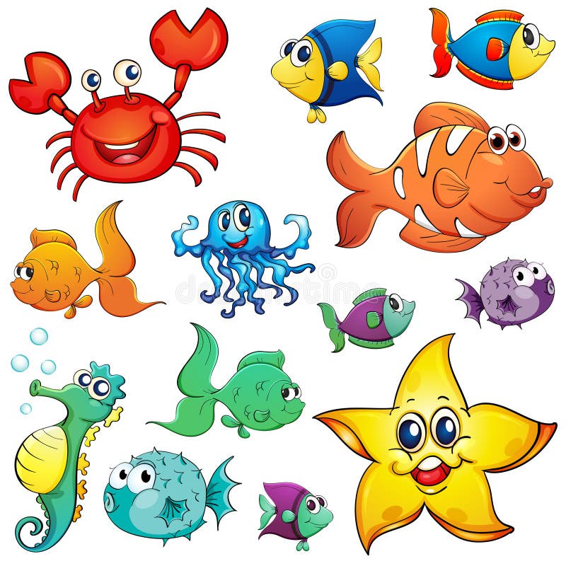 Different sea creatures editorial image. Illustration of octopus - 38629385