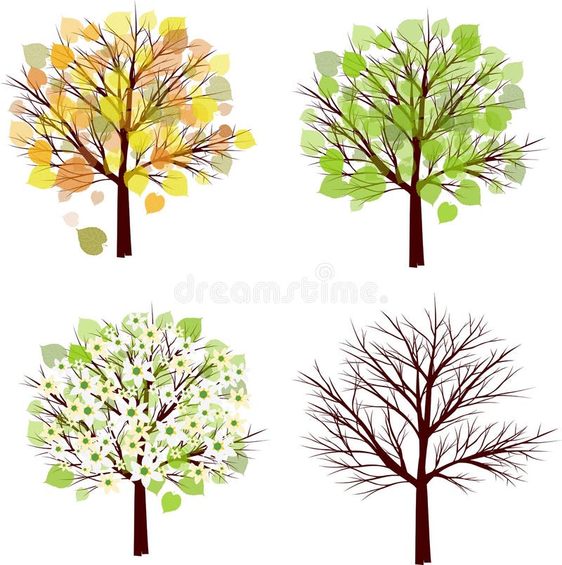 Seasons.Four Seasons, a Symbol of the Tree, Summer, Autumn, Winter and ...