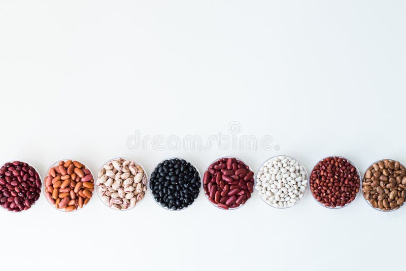 Different Seed Beans in Round Plates are Arranged in a Row Stock Photo ...