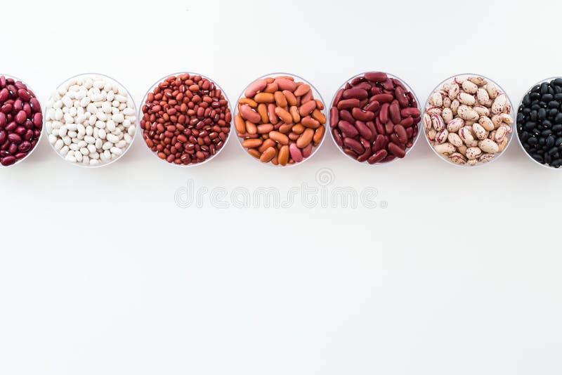 Different Seed Beans in Round Plates are Arranged in a Row Stock Image ...
