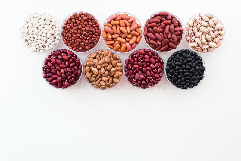 Different Seed Beans in Round Plates are Arranged in a Row Stock Photo ...
