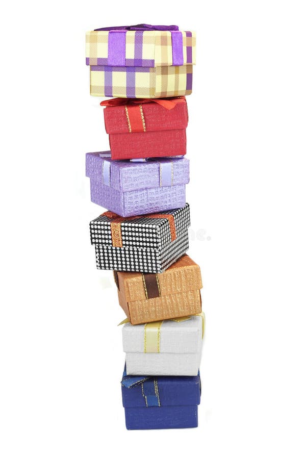 Different Seven Gift Boxes in One-on-One Stack Isolated on White Stock ...