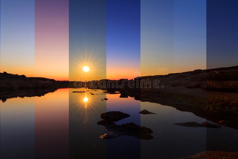 Different Shade Color at the Lake in Different Time Stock Photo - Image ...