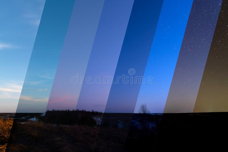 Different Shade Color the Landscape from Day To Night Stock Image ...