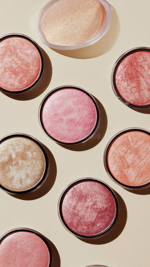 Varied Blush Colors Displayed in a Circular Arrangement on a Neutral ...