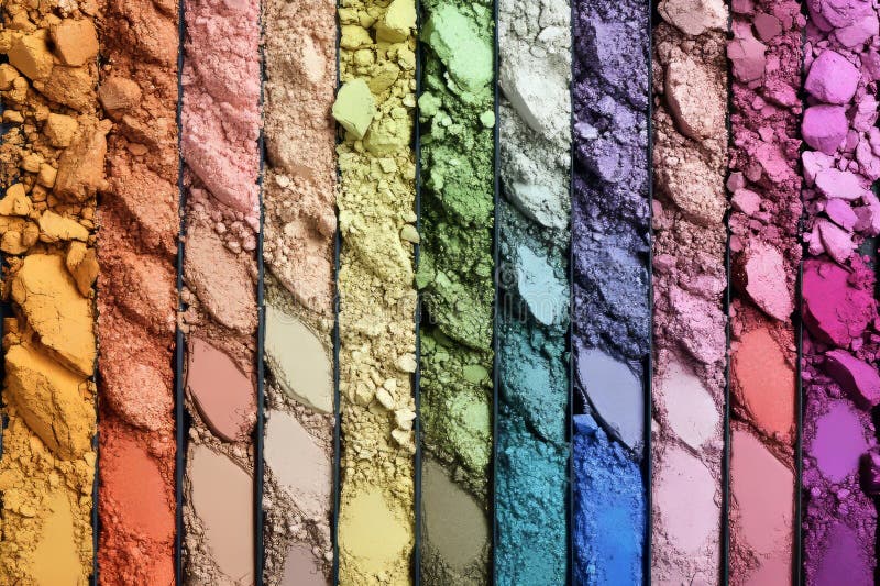 Various Shades of Crushed Cosmetic Powder Arranged in Rows Stock Image ...