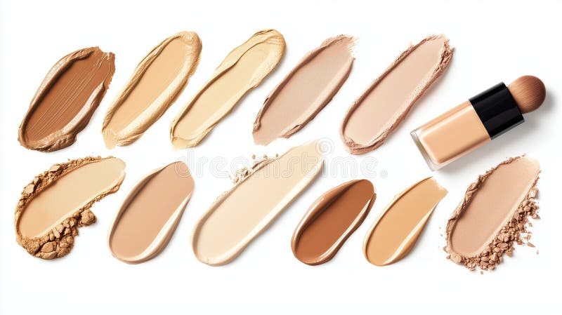 A Variety of Foundation Swatches Displayed Artistically on a White ...