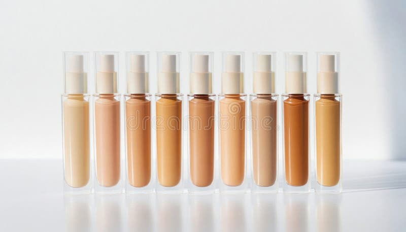 Foundation Shades for Different Skin Tones in Transparent Bottles with ...
