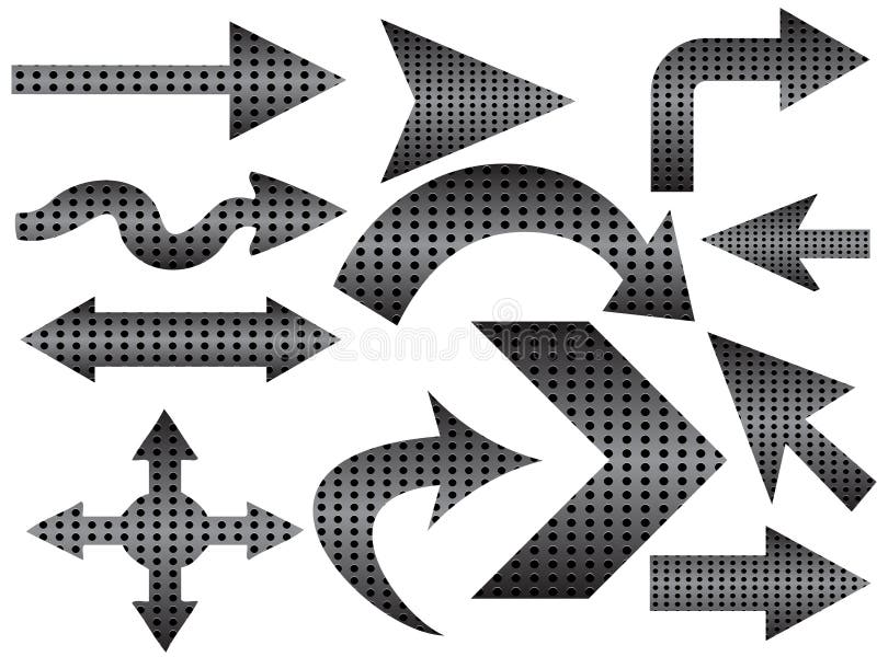Different shape of arrows stock vector. Illustration of metallic - 12950073