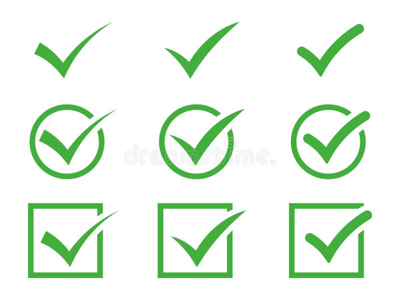 Different Shape of Green Check Mark Symbol. Quality Sign Icon ...