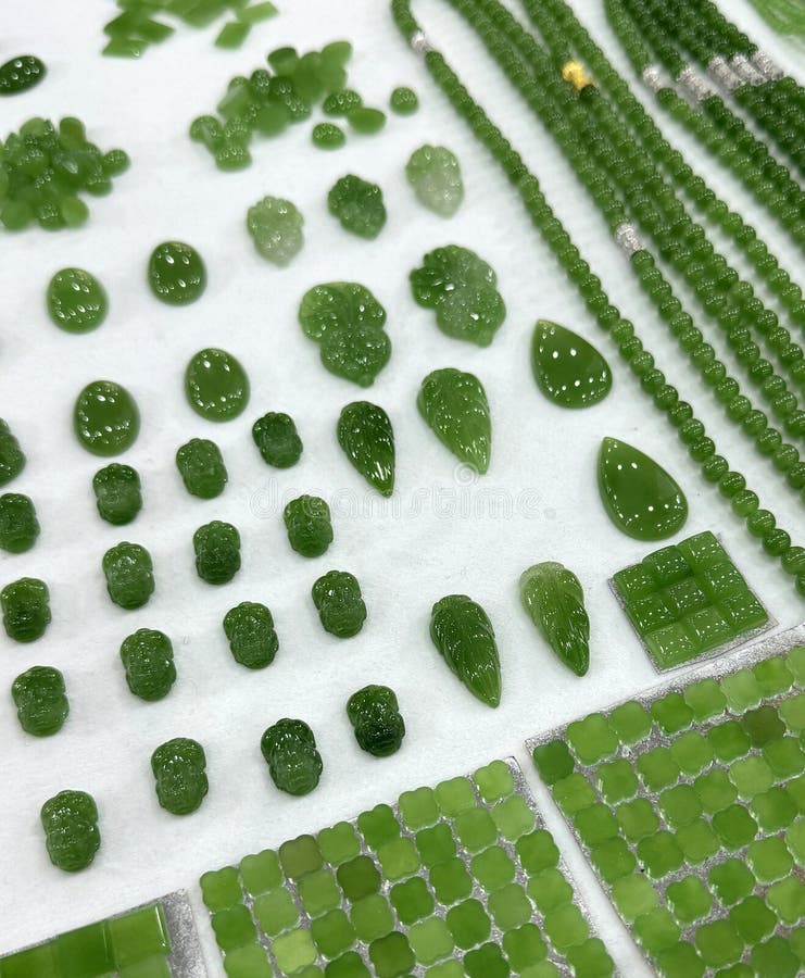 Different Shape of Green Jade on the Stall Stock Image - Image of shape ...