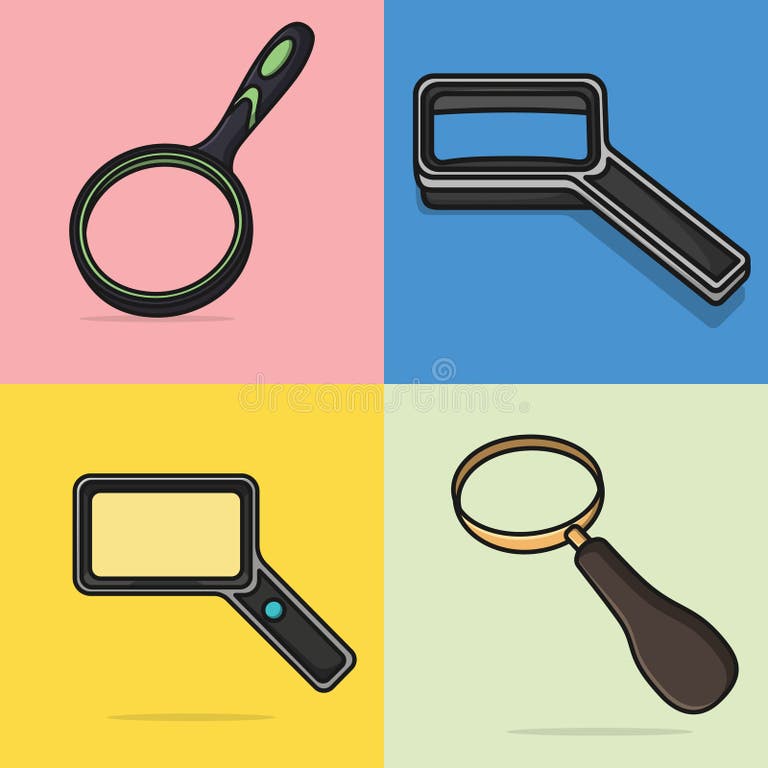 Different Shape Magnifying Glasses Set Vector Illustration Stock Vector ...