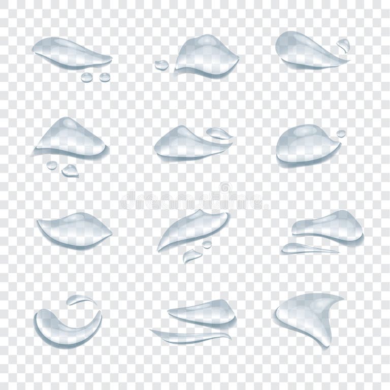 Different Shape of Water Drops Vector Isolated on Transparency ...
