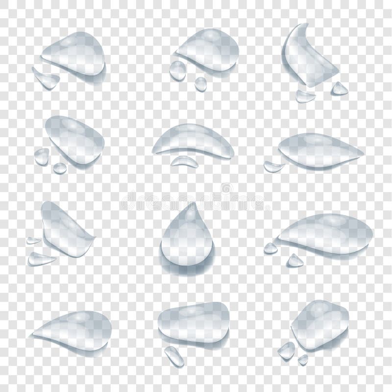 Different Shape of Waterdrops Vector Isolated on Transparency ...