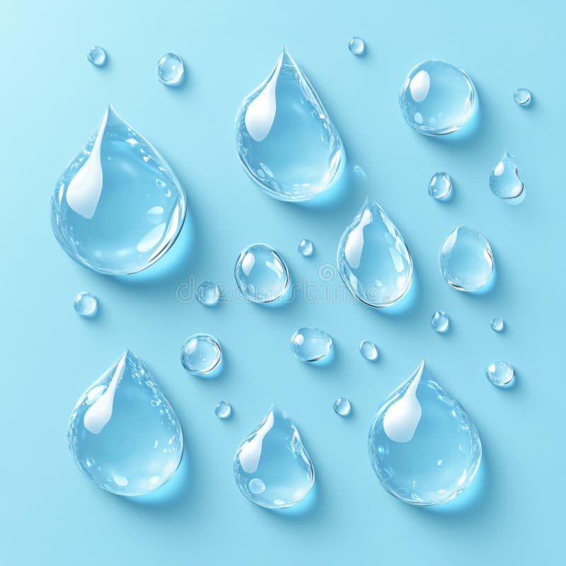Beautiful Droplets of Water in Various Shapes Scattered Across a Smooth ...